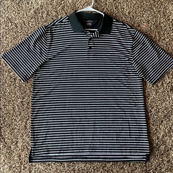 bcg | Shirts | Black White Striped Bcg Active Polo Tshirt | Poshmark